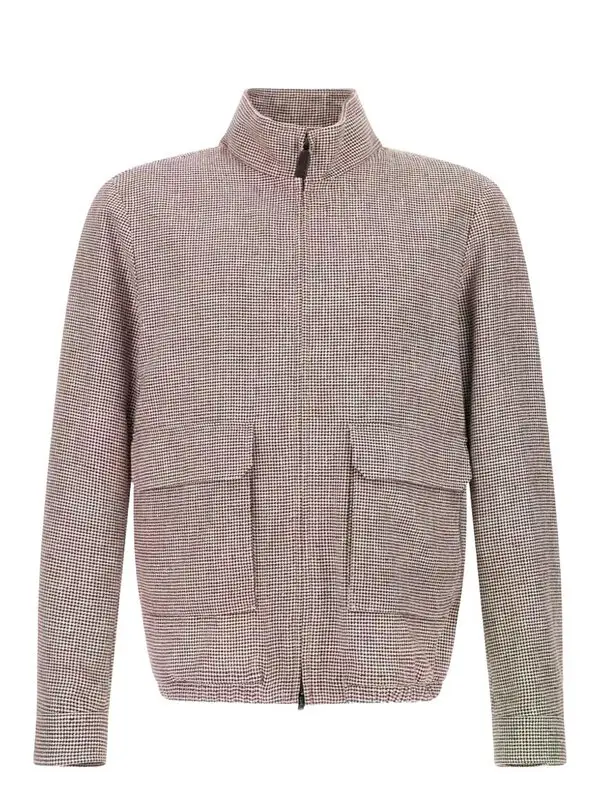 Herno Houndstooth Bomber Jacket - Red