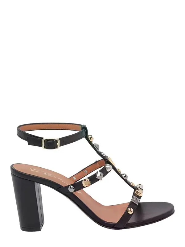 VIA ROMA 15 Studded T-strap Sandals - Black