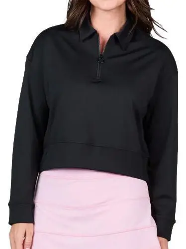 SOFIBELLA Quarter-zip Golf Pullover - Black