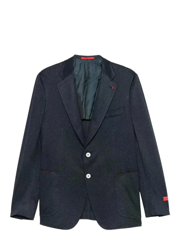 Isaia Buttoned Woven Jacket - Blue