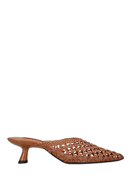 SIMONMILLER Knotted Gala Heeled Woven Mules - Mid Brown