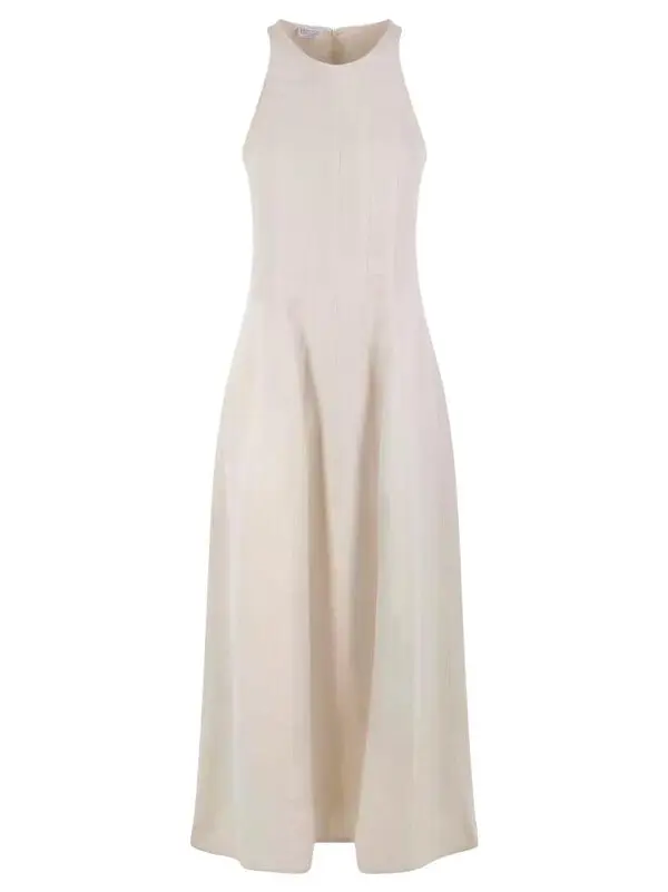 Brunello Cucinelli Twill Sleeveless Midi Dress - Neutrals