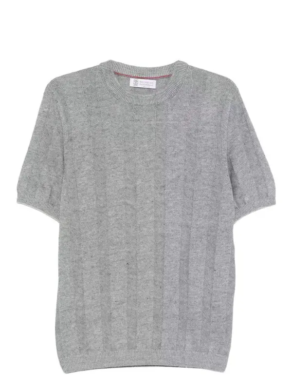 Brunello Cucinelli Ribbed Short-sleeve T-shirt - Grey