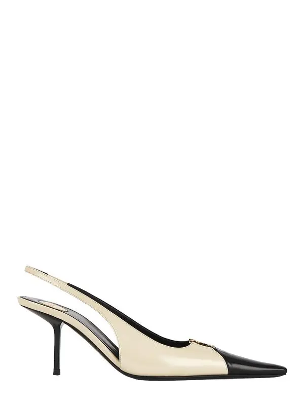 Saint Laurent Babylone Slingback Pump - Light Marble White