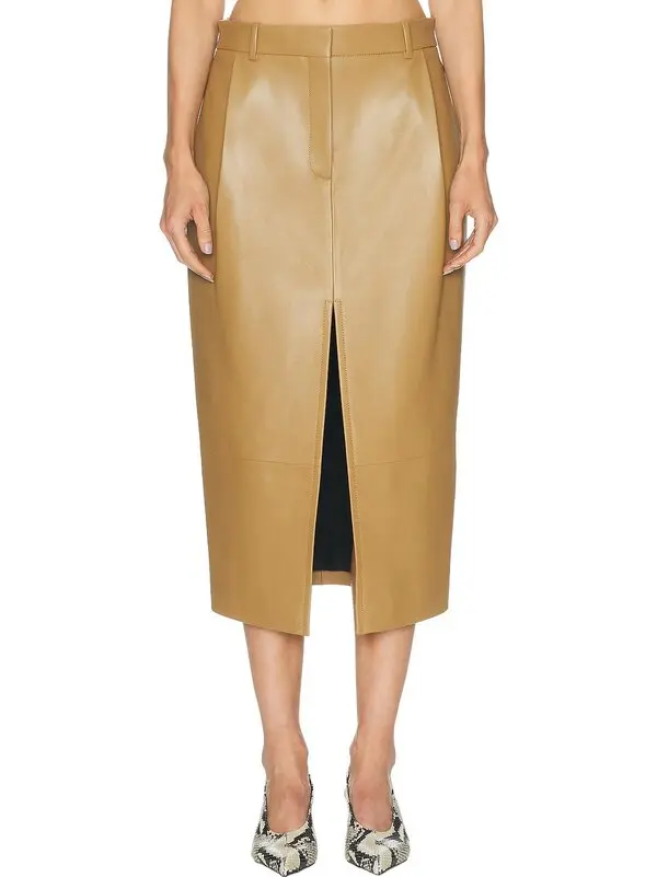 Khaite Anden Leather Skirt - Golden Ochre