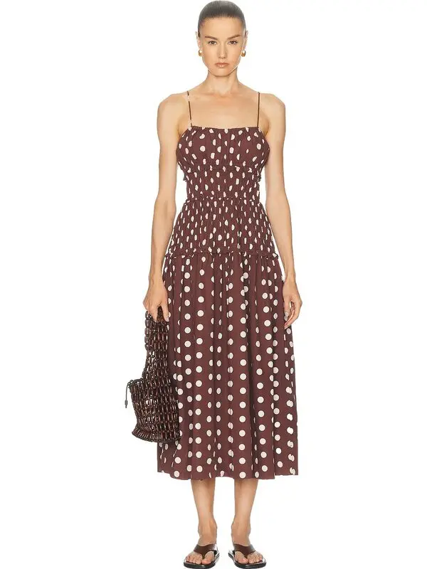 JUILLET Amelia Dress - Brown Polka Dot