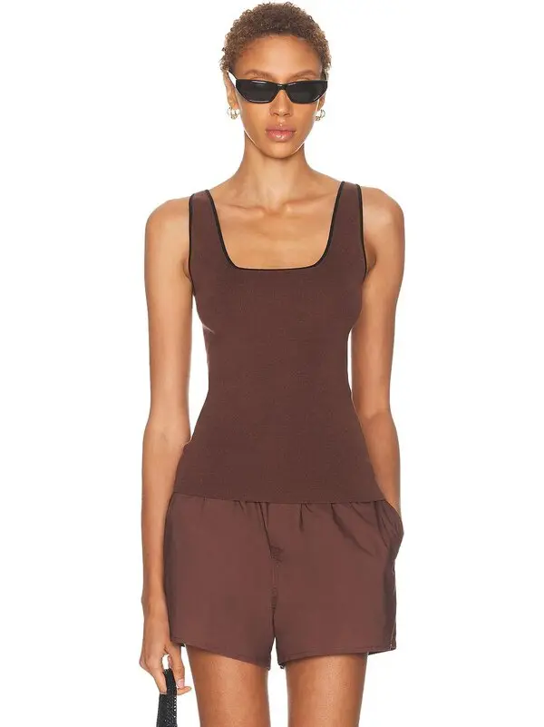 EAVES Cydnee Knit Tank - Brown With Black