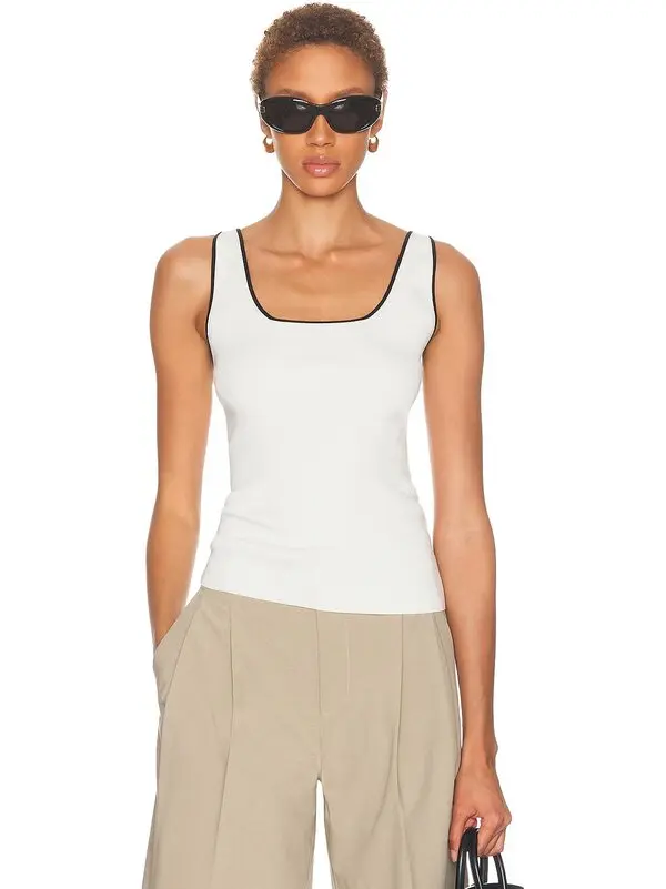 EAVES Cydnee Knit Tank - White With Black
