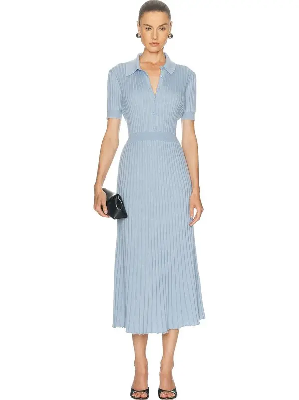 Gabriela Hearst Amor Ribbed Knit Dress - Light Blue