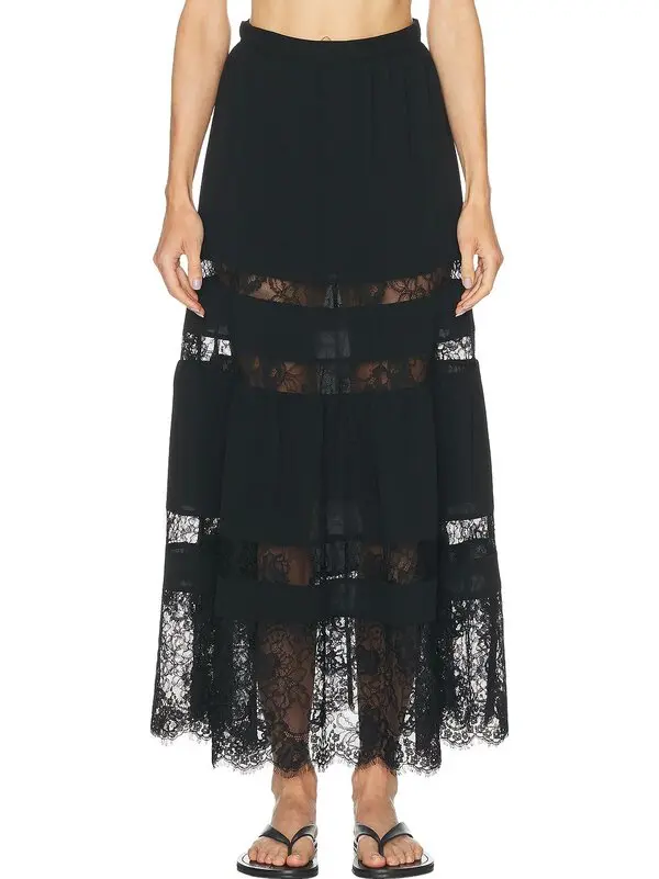 FLEUR DU MAL Adeline Maxi Skirt - Black