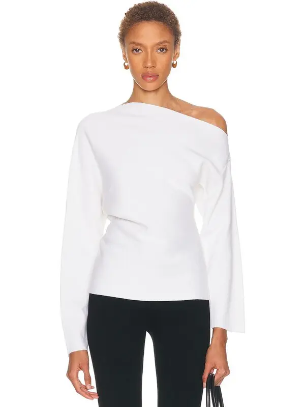 EAVES Rachelle Draped Knit Top - White
