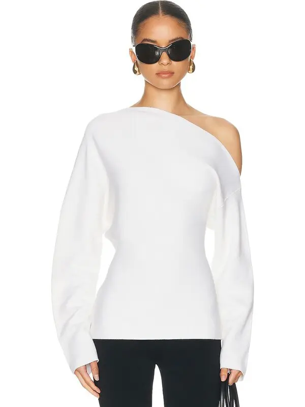 EAVES Rachelle Draped Knit Top - White