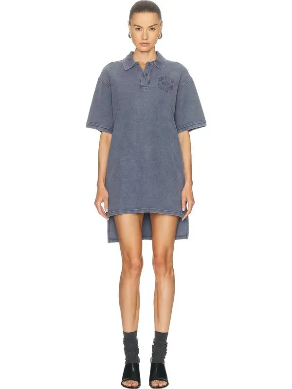 Alexander Wang Oversized High-low Polo Mini Dress - Washed Navy