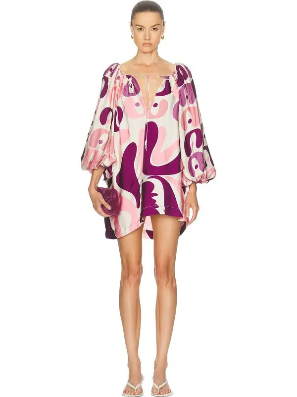 ADRIANA DEGREAS Floral Puff Sleeve Mini Dress - Unique