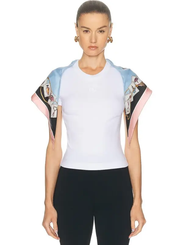 Dolce & Gabbana Short Sleeve Top With Scarf - Optical White