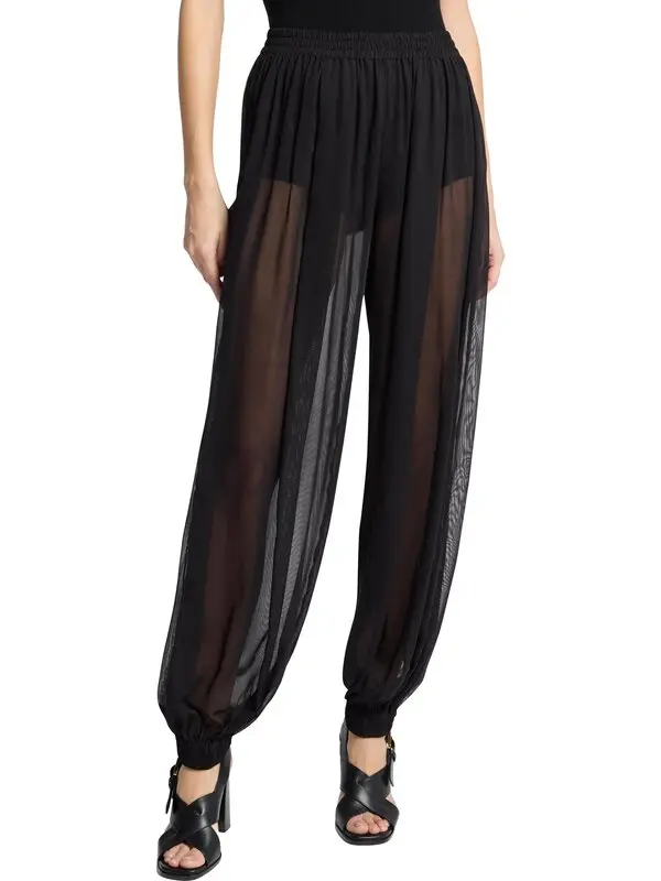 Michael Kors Silk Voile Sarouel Pants - Black