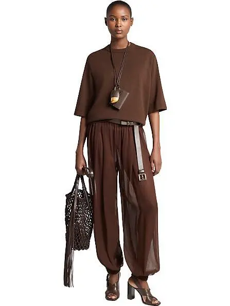 Michael Kors Silk Voile Sarouel Pants - Brown