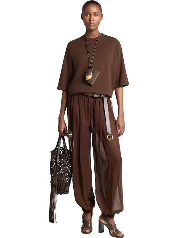Michael Kors Silk Voile Sarouel Pants - Brown