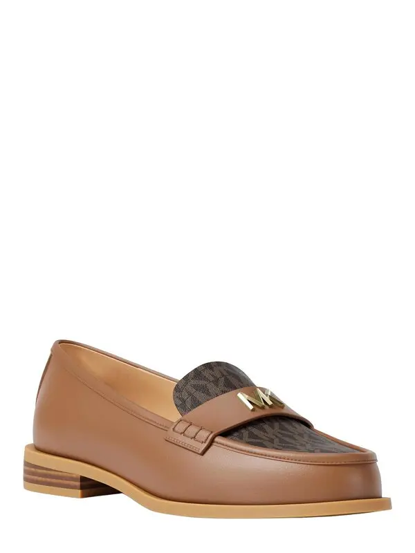 Michael Kors Lex Leather Loafer With Signature Logo - Brown