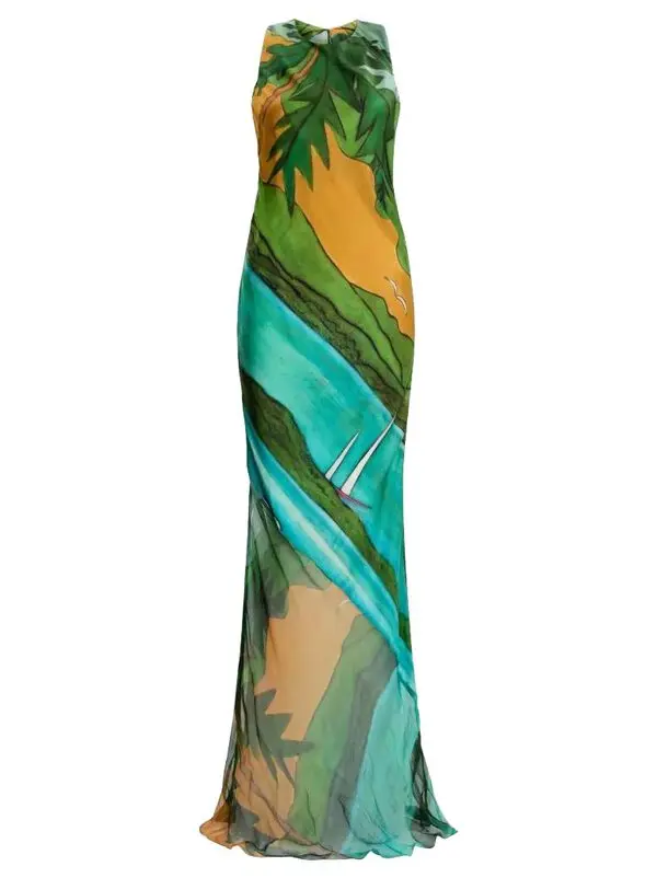DONDE ESTEBAN Magdalena Halter-neck Maxi Dress - Green