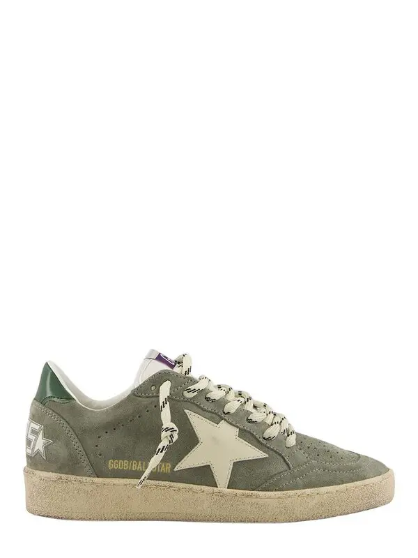 GOLDEN GOOSE Ballstar Suede And Leather Star Sneakers - Green