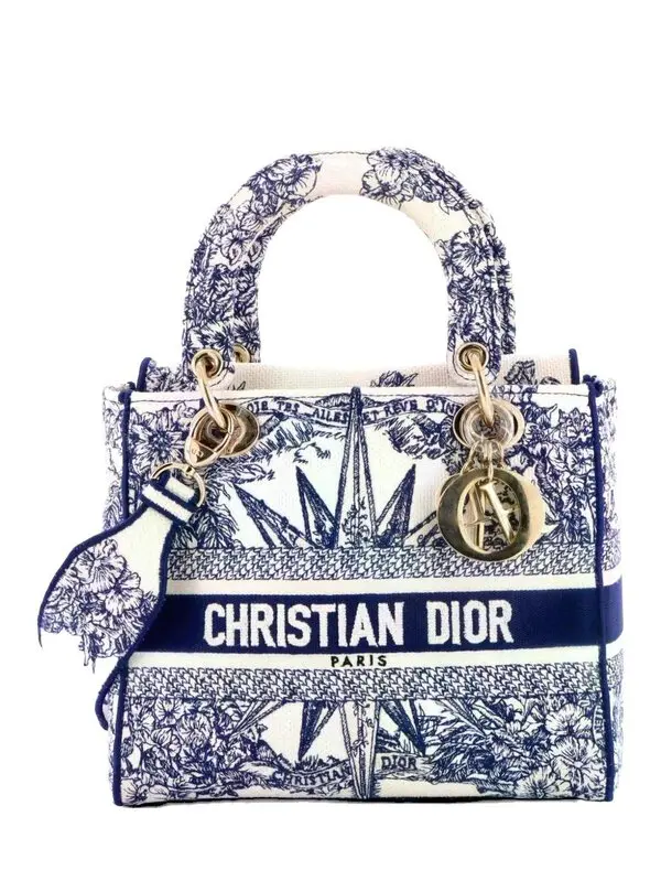 Dior Lady D-lite Embroidered Canvas Satchel - Blue