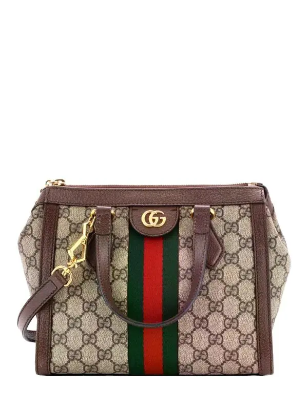 Gucci Ophidia Small Tote Bag Gg Coated Canvas With Leather - Brown