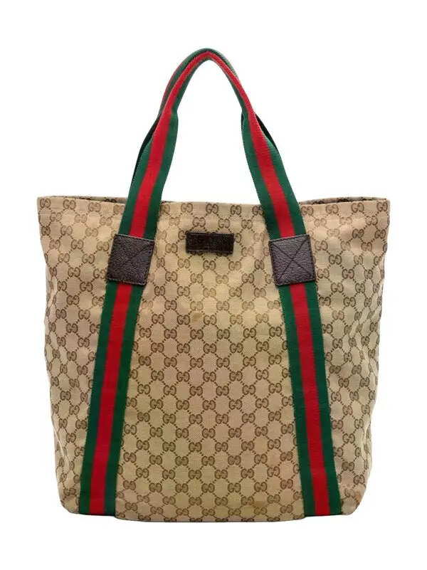 Gucci Gg Canvas Web Tote - Neutrals