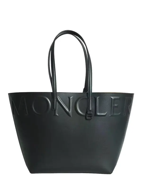 Moncler Embossed-logo Leather Tote - Black