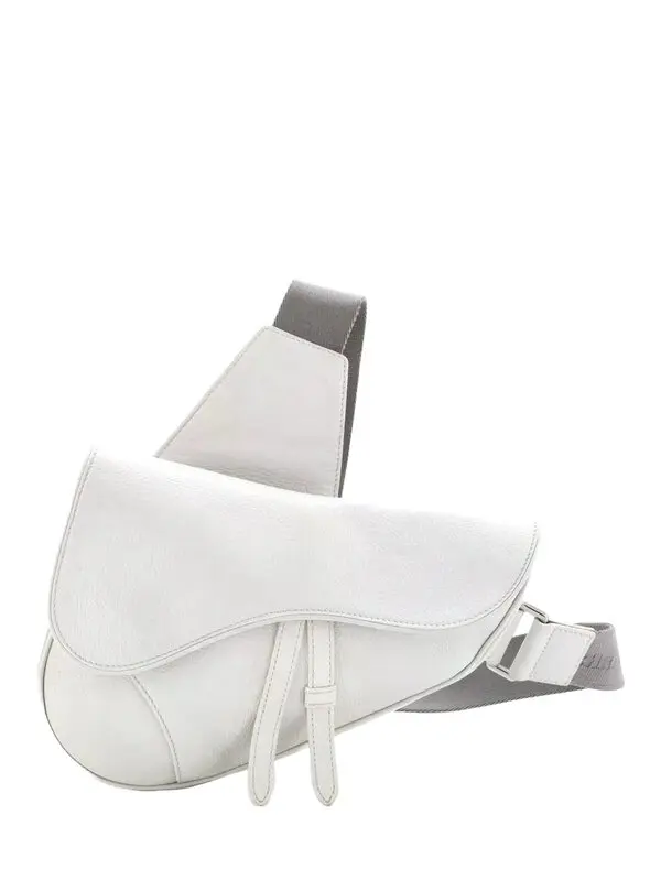 Dior Saddle Leather Crossbody Bag - White