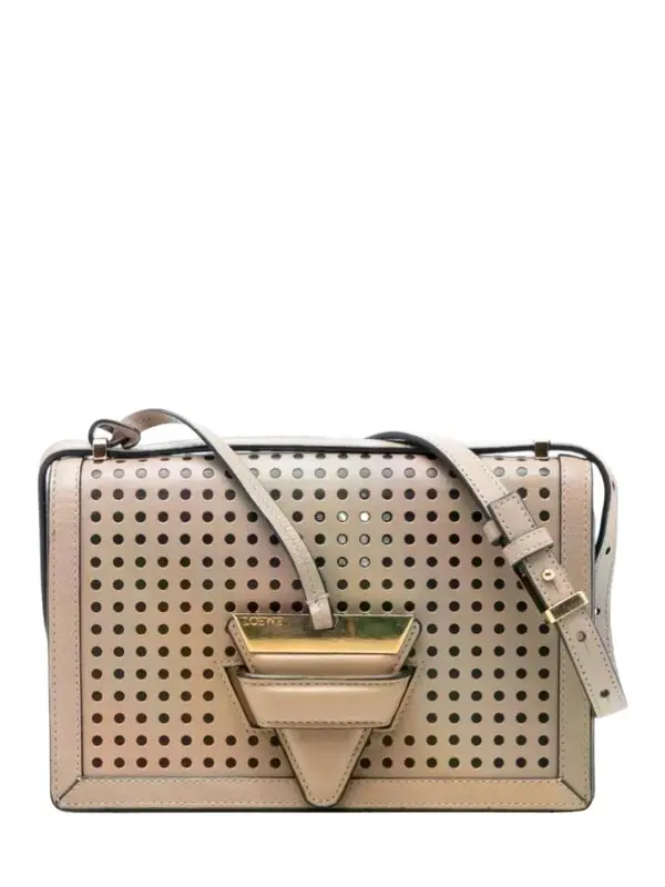Loewe 2016 Medium Perforated Leather Barcelona Crossbody Bag - Neutrals