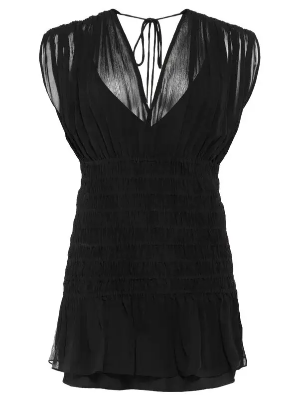 ERES V-neck Smocked Dress - Black