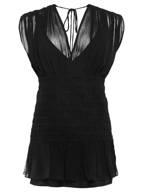 ERES V-neck Smocked Dress - Black