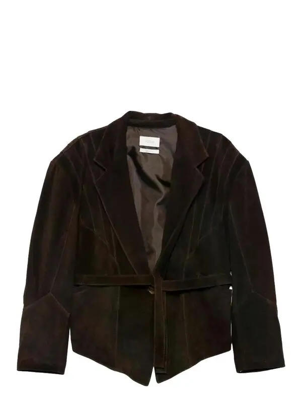 VICOLO Belted Leather Jacket - Brown