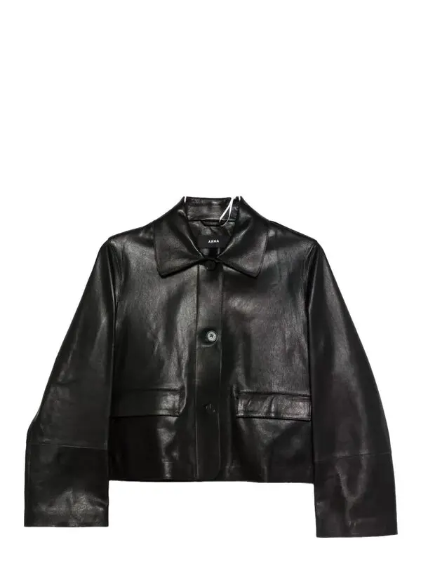 ARMA Button-pocket Leather Jacket - Black