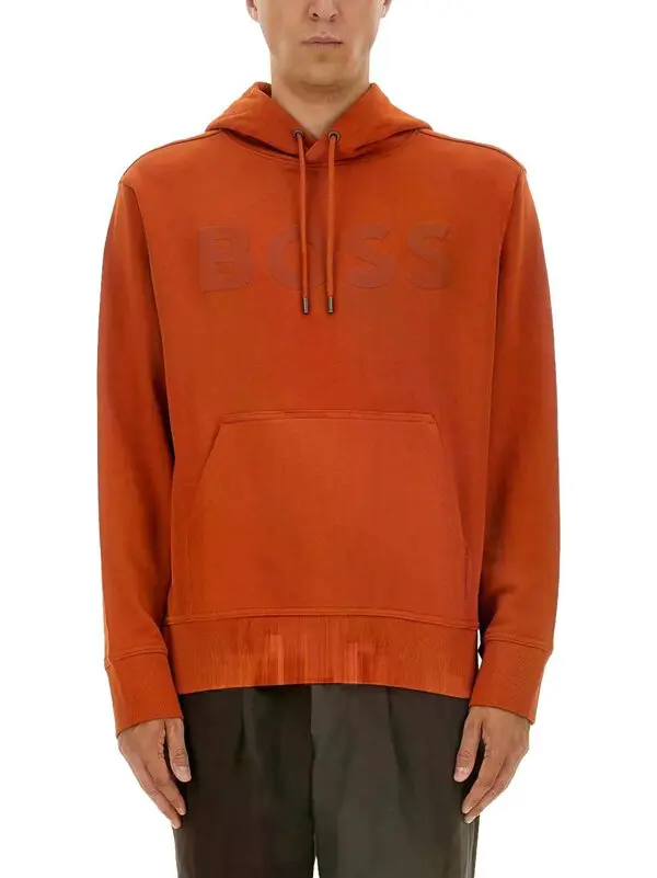 BOSS Embossed Logo Hoodie - Orange