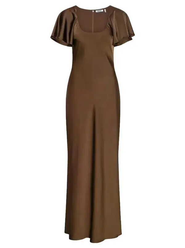 ROTATE BY BIRGER CHRISTENSEN Flowy Sleeve Satin Maxi Dress - Brown