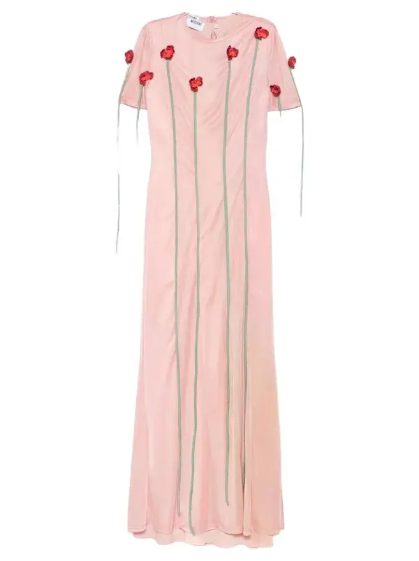 Moschino Floral-appliqued Midi Dress - Pink