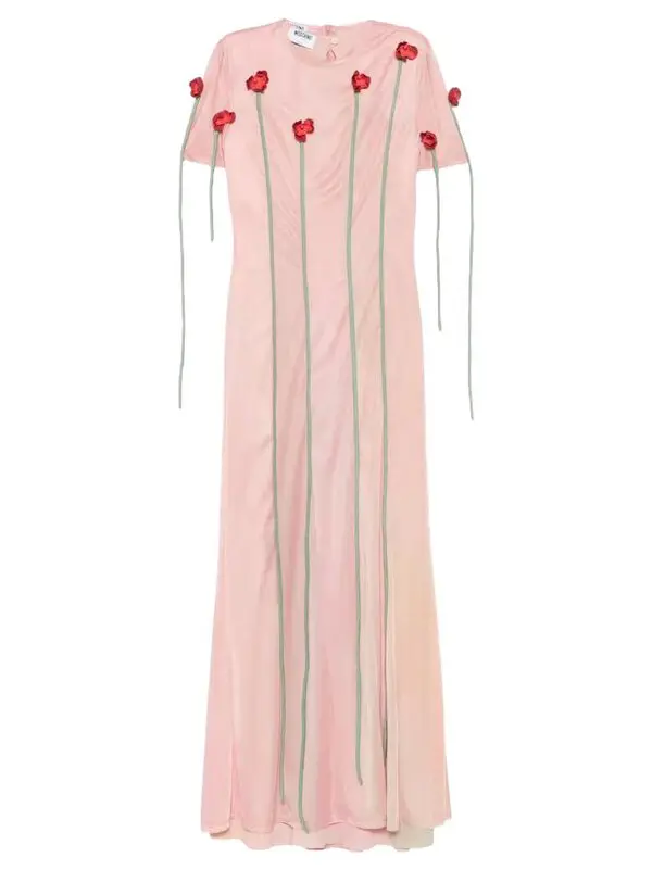 Moschino Floral-appliqued Midi Dress - Pink