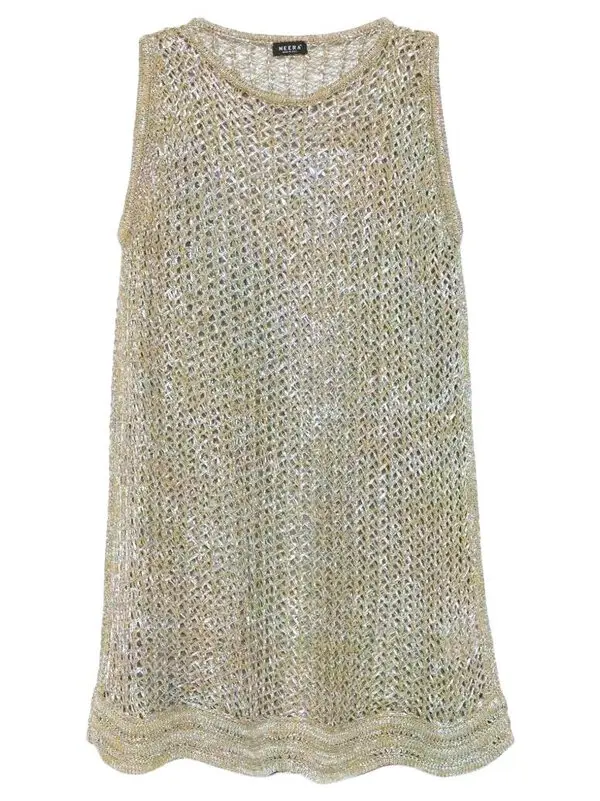NEERA Open-knit Mini Dress - Gold