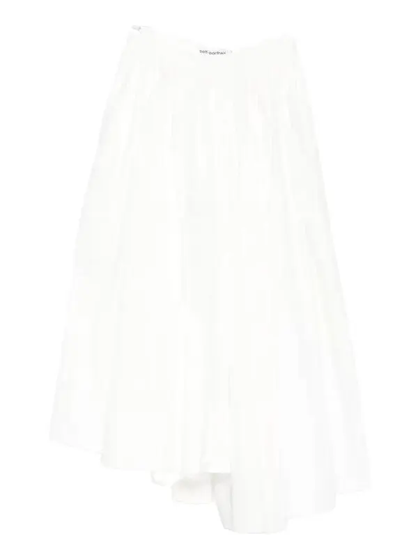 SELF-PORTRAIT Pleated Asymmetrical Skirt - White