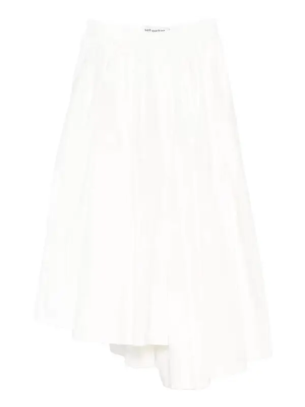 SELF-PORTRAIT Pleated Asymmetrical Skirt - White