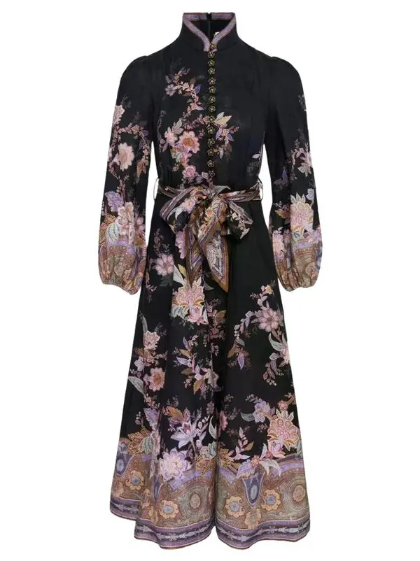 Zimmermann Luna Floral-print Midi Dress - Black