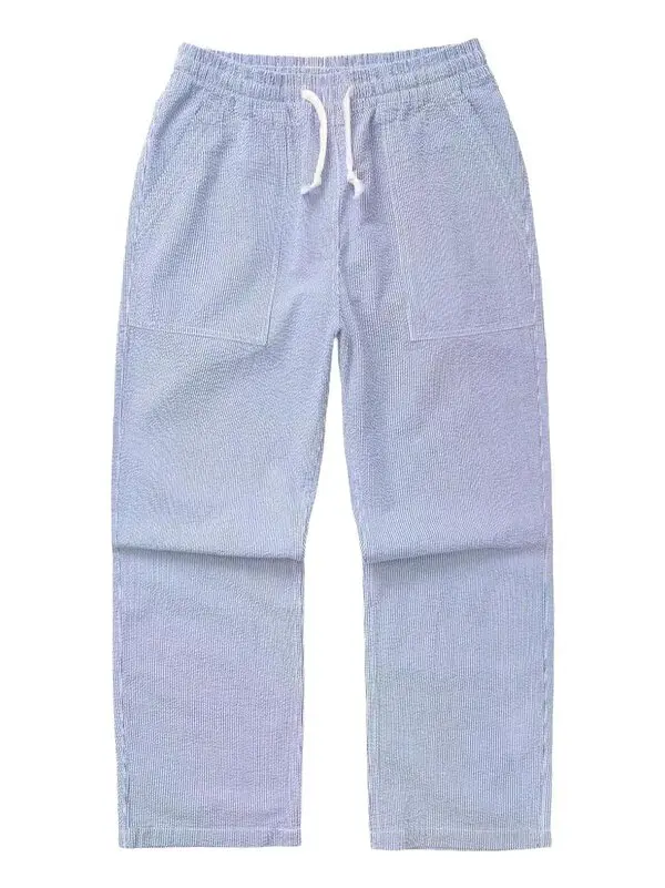 SERVICE WORKS Seersucker Striped Trousers - Blue