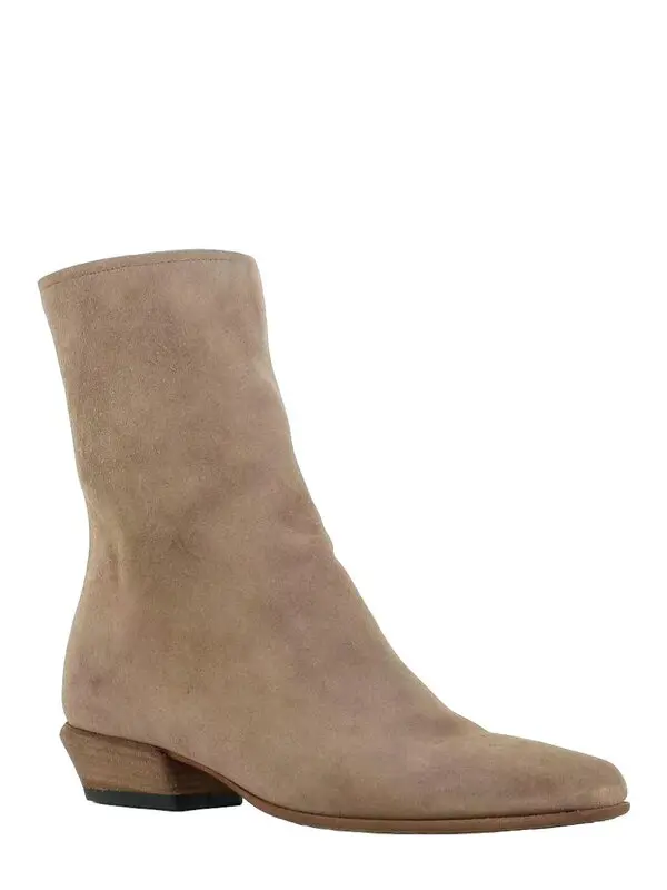 PANTANETTI Back-zip Suede Ankle Boots - Neutrals