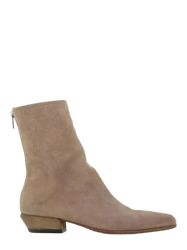 PANTANETTI Back-zip Suede Ankle Boots - Neutrals