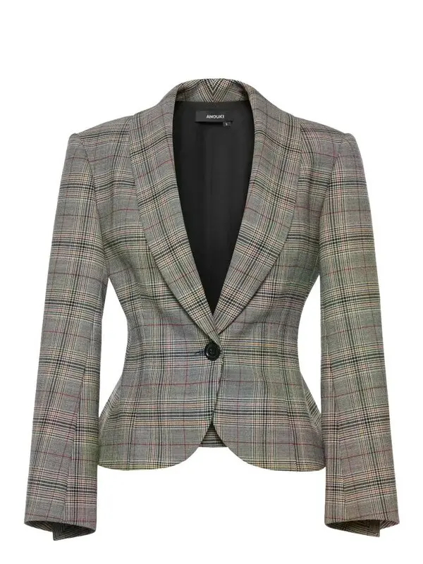 ANOUKI Check-pattern Blazer - Grey