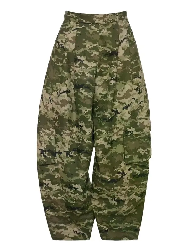 ANOUKI Camouflage-print Baggy Trousers - Green