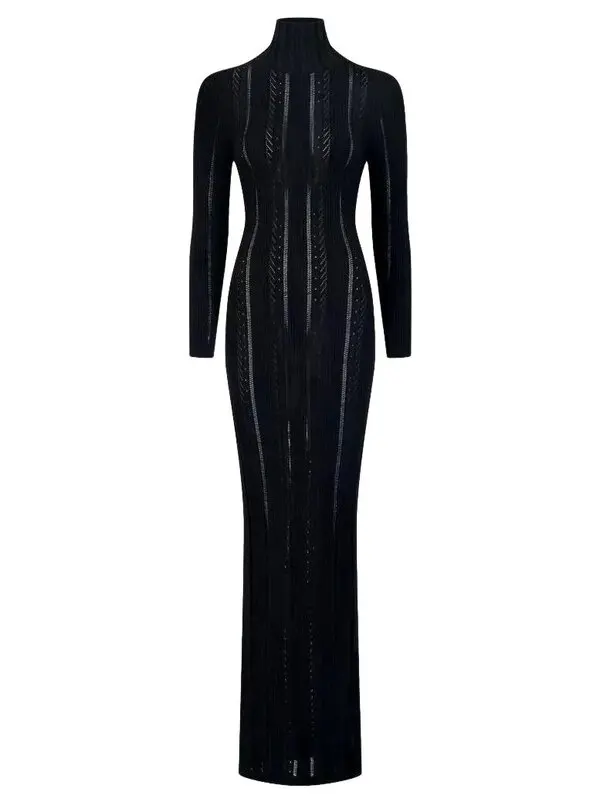 VAILLANT Mirages High-neck Long-sleeve Maxi Dress - Black