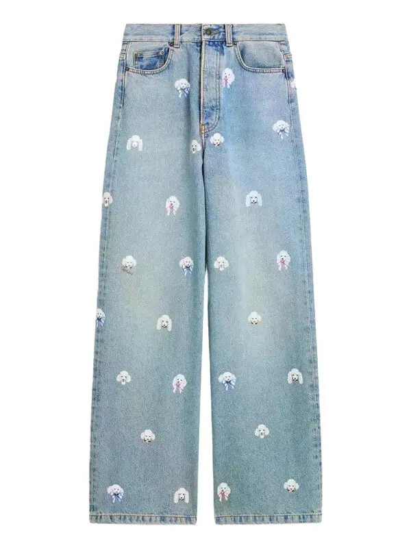 Fiorucci Poodle-print Jeans - Blue